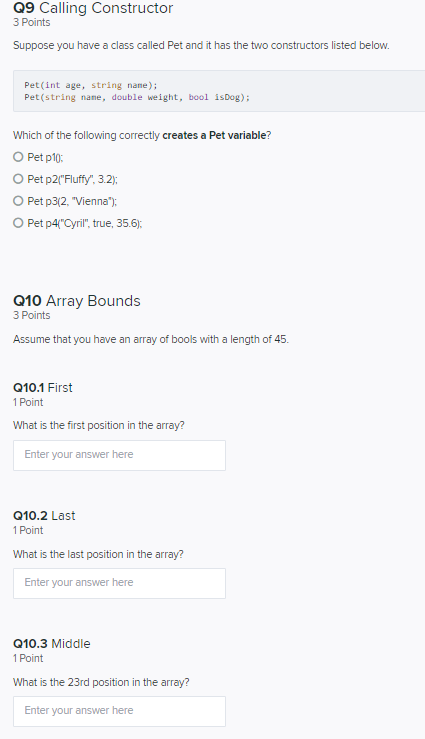 Solved Q9 Calling Constructor 3 Points Suppose you have a | Chegg.com