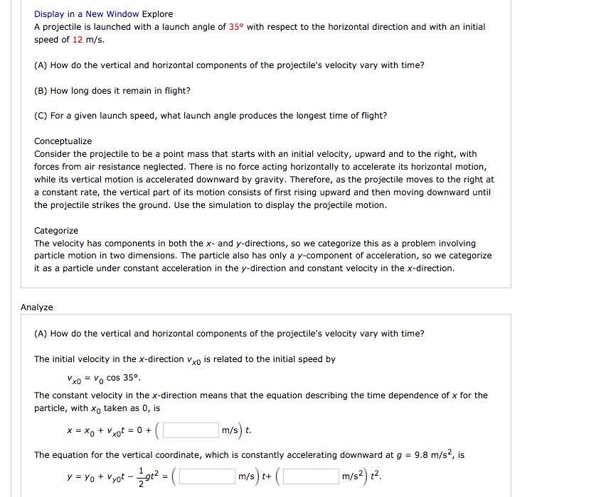 Solved Display in a New Window Explore A projectile is | Chegg.com
