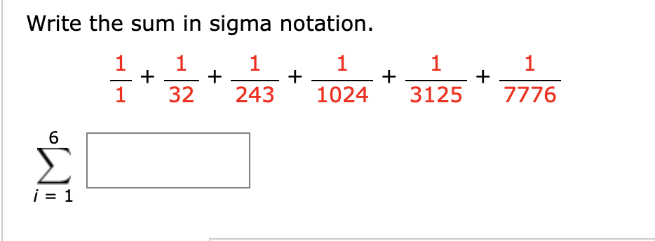 Solved Write the sum in sigma notation. 1 1 1 1 1 + + 132. | Chegg.com