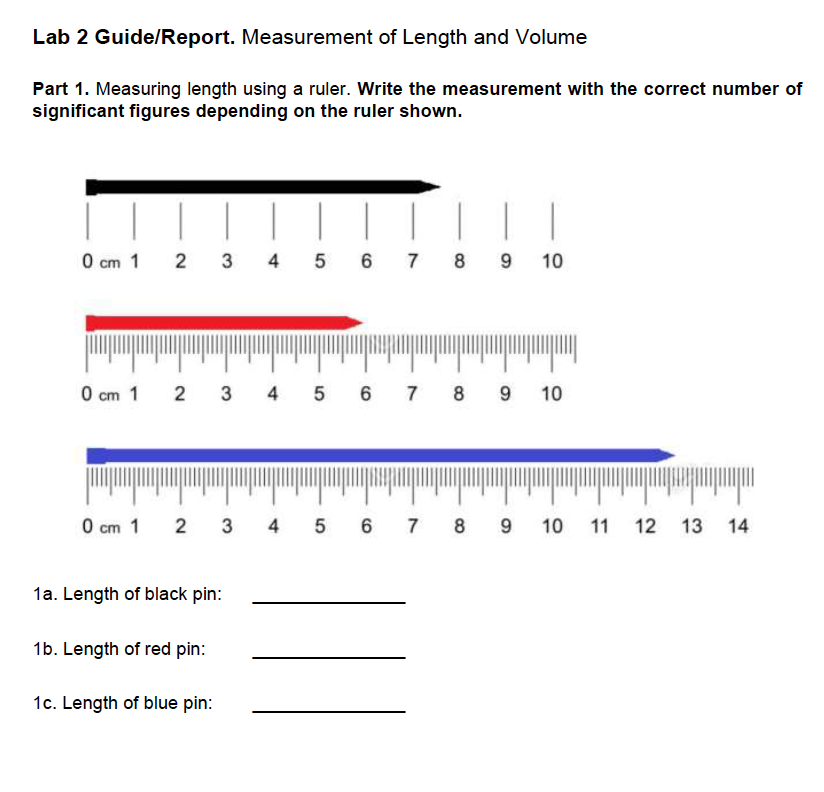 Solved Lab 2 Guide/Report. Measurement of Length and Volume | Chegg.com