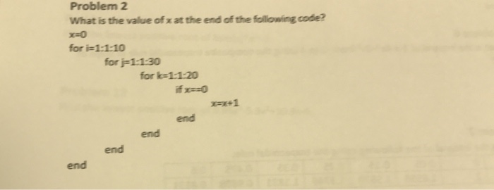Solved Problem 2 What is the value of x at the end of the | Chegg.com