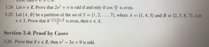 Solved 3.24. Let n E Z. Prove that 2n2 + n is odd if and | Chegg.com