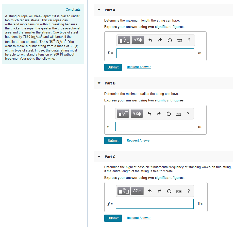 Solved Constants Part A A string or rope will break apart | Chegg.com