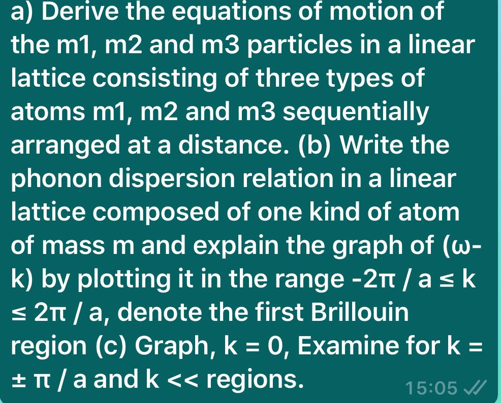 Solved a) Derive the equations of motion of the mi, m2 and | Chegg.com
