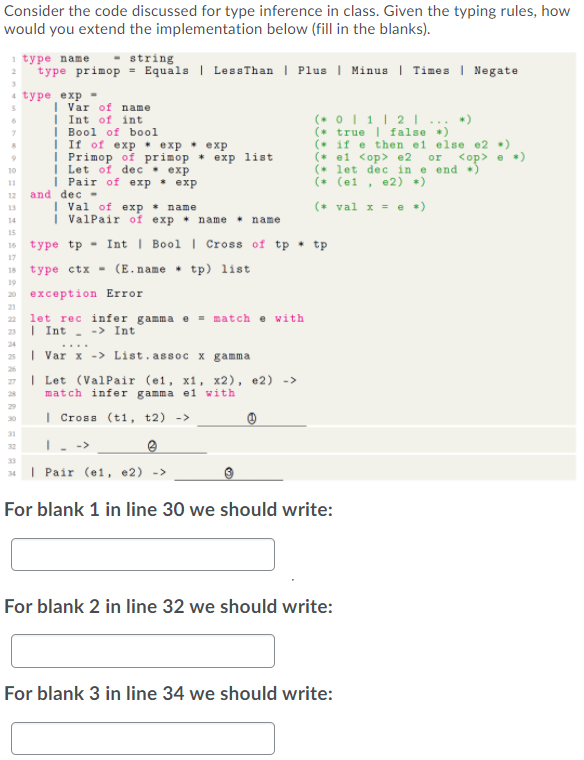 Solved Consider The Code Discussed For Type Inference In