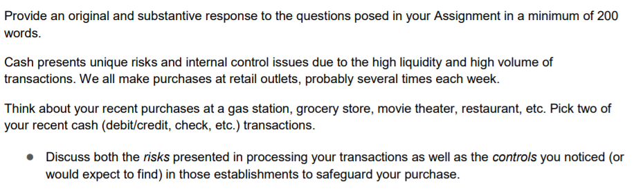 Solved Provide an original and substantive response to the | Chegg.com