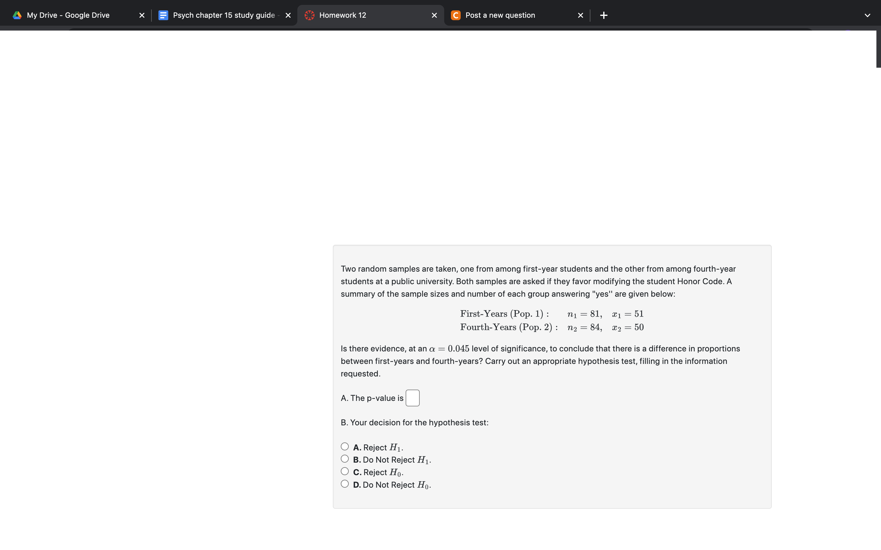 Solved Two random samples are taken, one from among | Chegg.com