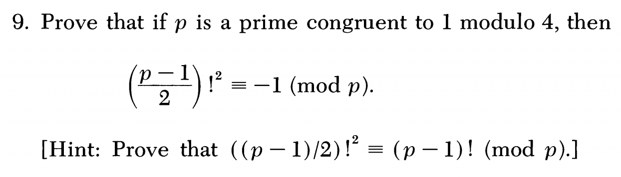 Solved 9. Prove that if p is a prime congruent to 1 modulo | Chegg.com