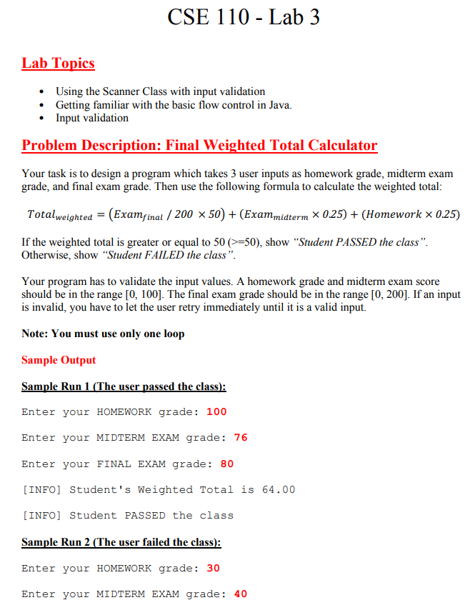 Solved CSE 110 - Lab 3 Lab Topics • Using the Scanner Class | Chegg.com