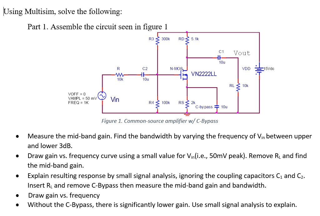 Using Multisim, solve the following Part 1, Assemble | Chegg.com