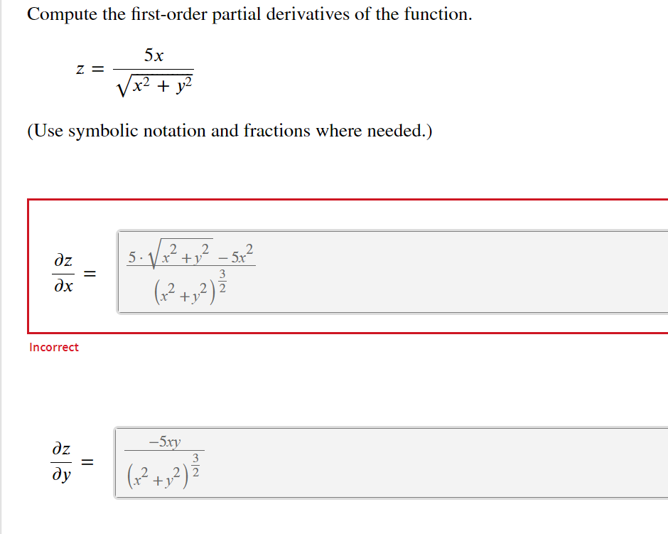 Solved Compute the first-order partial derivatives of the | Chegg.com
