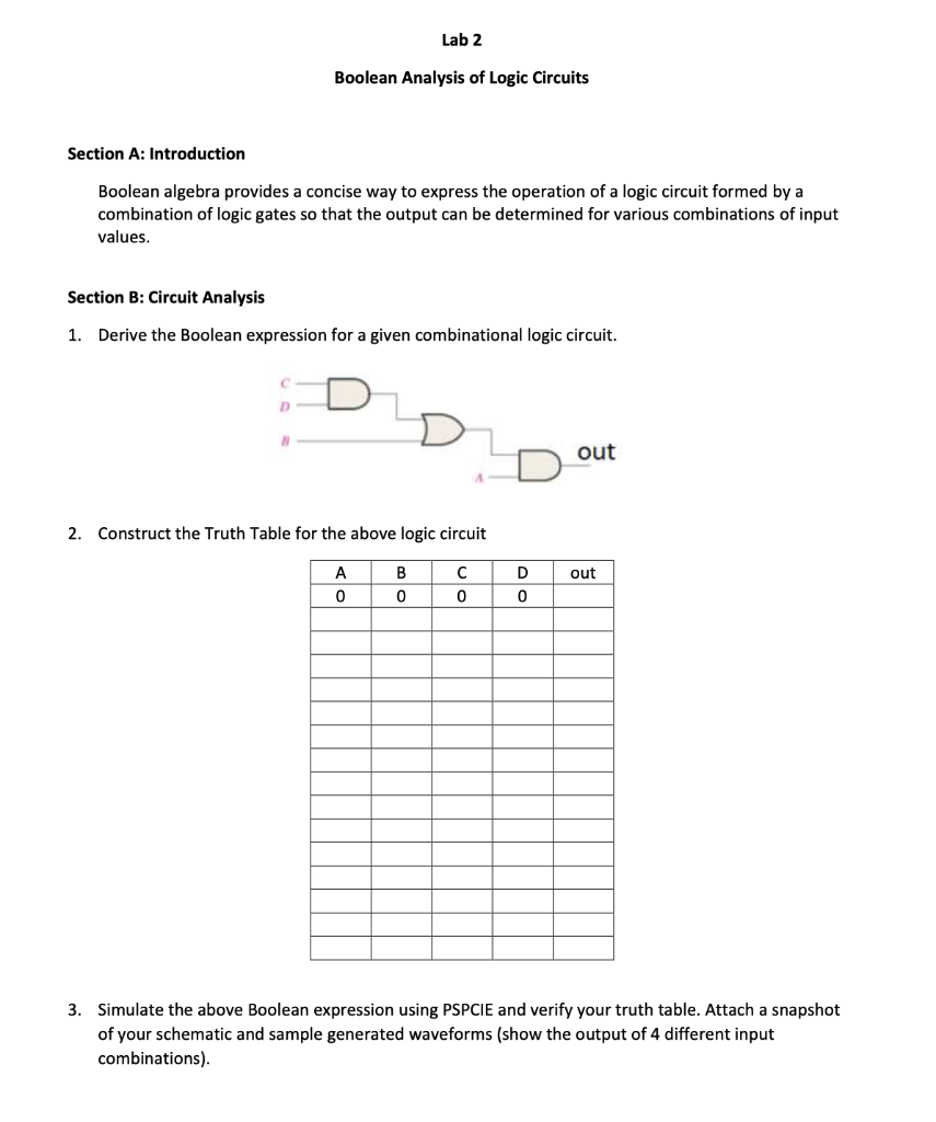 Solved Lab 2 Boolean Analysis of Logic Circuits Section A: | Chegg.com