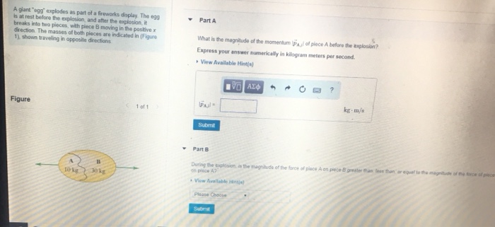 Solved A giant "egg explodes as part of a fireworks display | Chegg.com