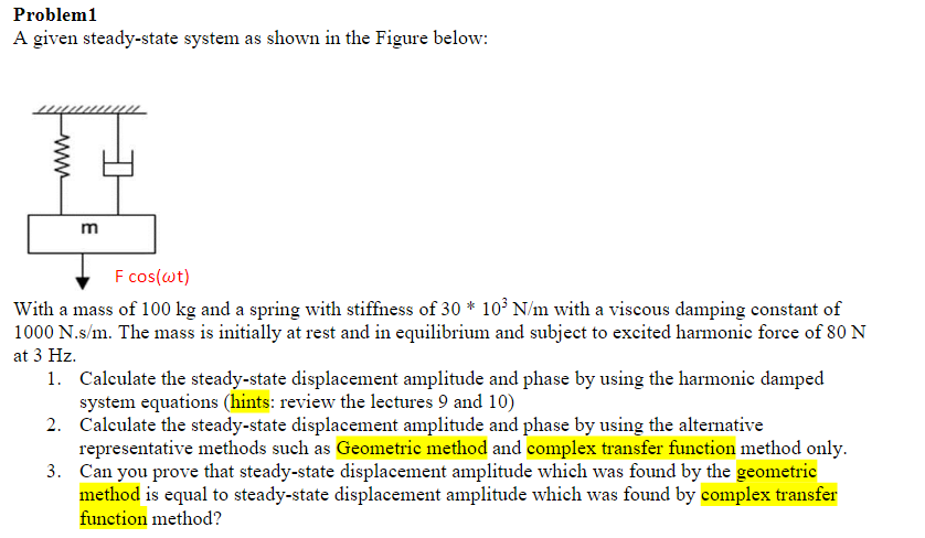 Solved Problem 1 A given steady-state system as shown in the | Chegg.com