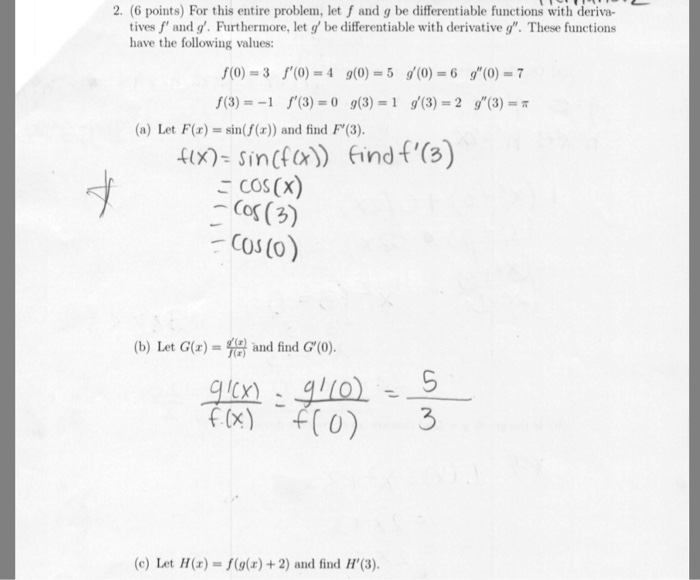 Solved 2. (6 points) For this entire problem, let f and g be | Chegg.com Solved 2. (6 points) For this entire problem, let f and g be | Chegg.com