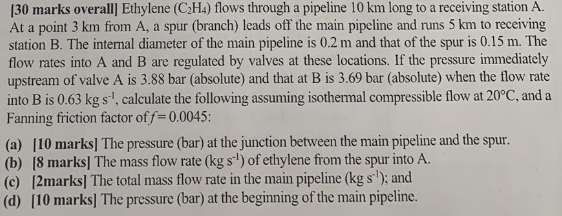 Solved [30 marks overall] Ethylene (C2H4) flows through a | Chegg.com