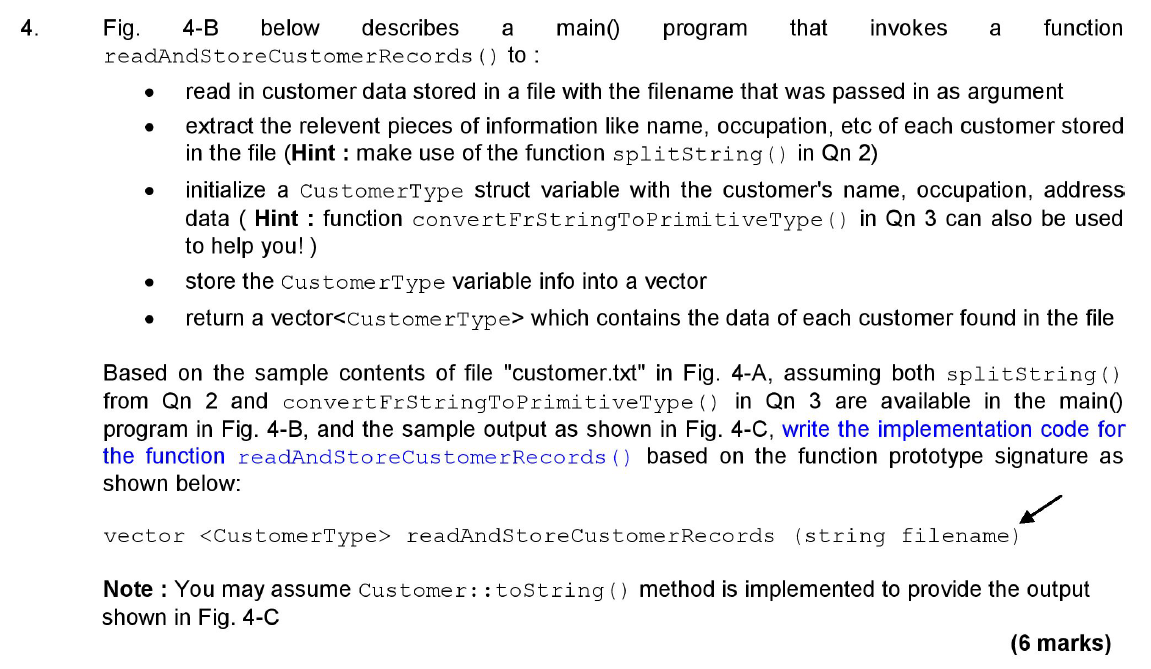 Solved 4. a . Fig. 4-B below describes a main() program that | Chegg.com