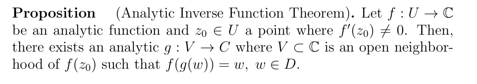 Solved Proposition (Analytic Inverse Function Theorem). Let | Chegg.com