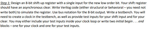 Solved Step 1: Design an 8-bit shift-up register with a | Chegg.com