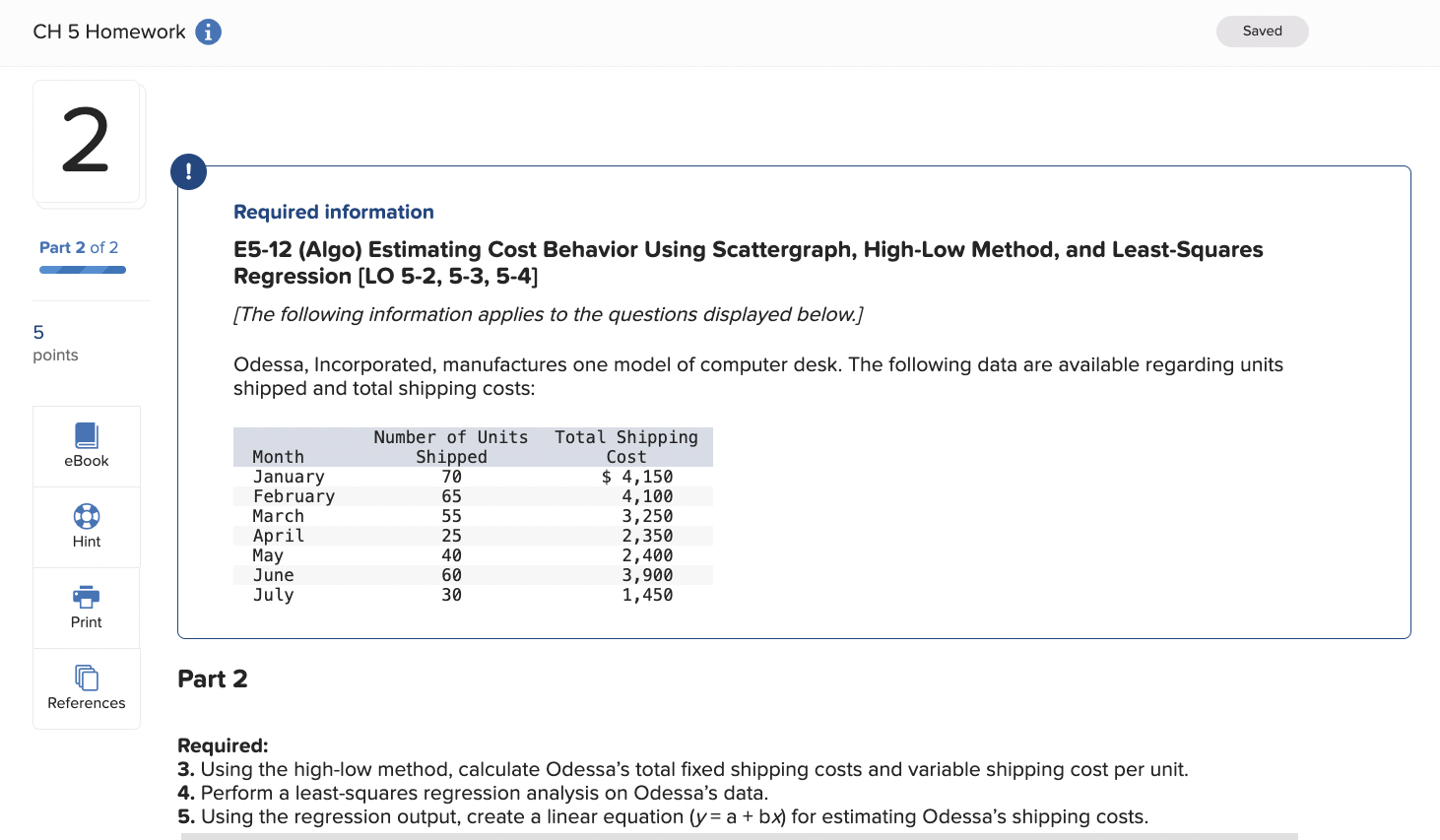 Solved Required information E5-12 (Algo) Estimating Cost | Chegg.com