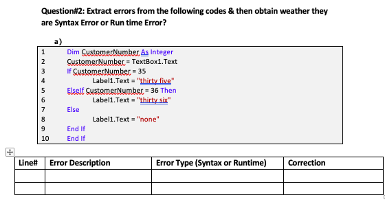 Solved out put ? Question#2: Extract errors from the | Chegg.com
