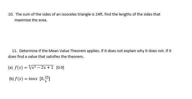 Solved 10. The sum of the sides of an isosceles triangle is | Chegg.com