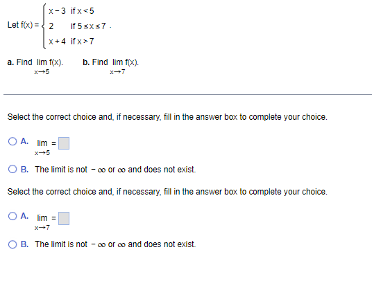 Solved Let f(x)=⎩⎨⎧x−32x+4 if x 7 a. Find | Chegg.com