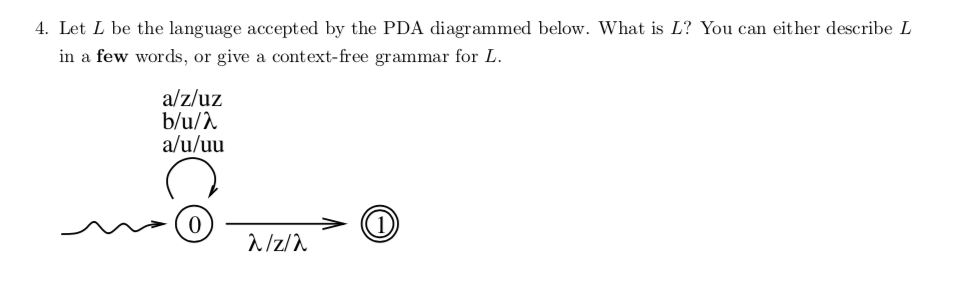 Solved 4. Let L be the language accepted by the PDA | Chegg.com