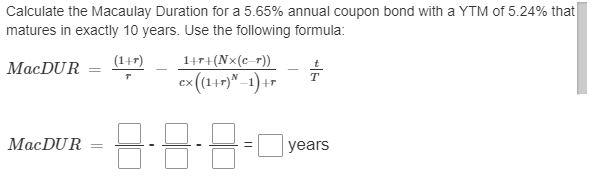 Calculate the Macaulay Duration for a 7.5% semiannual | Chegg.com
