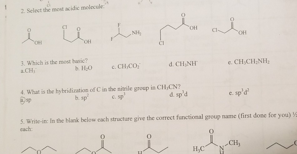 Solved Cl 2. Select the most acidic molecule он NH2 Cl он он | Chegg.com