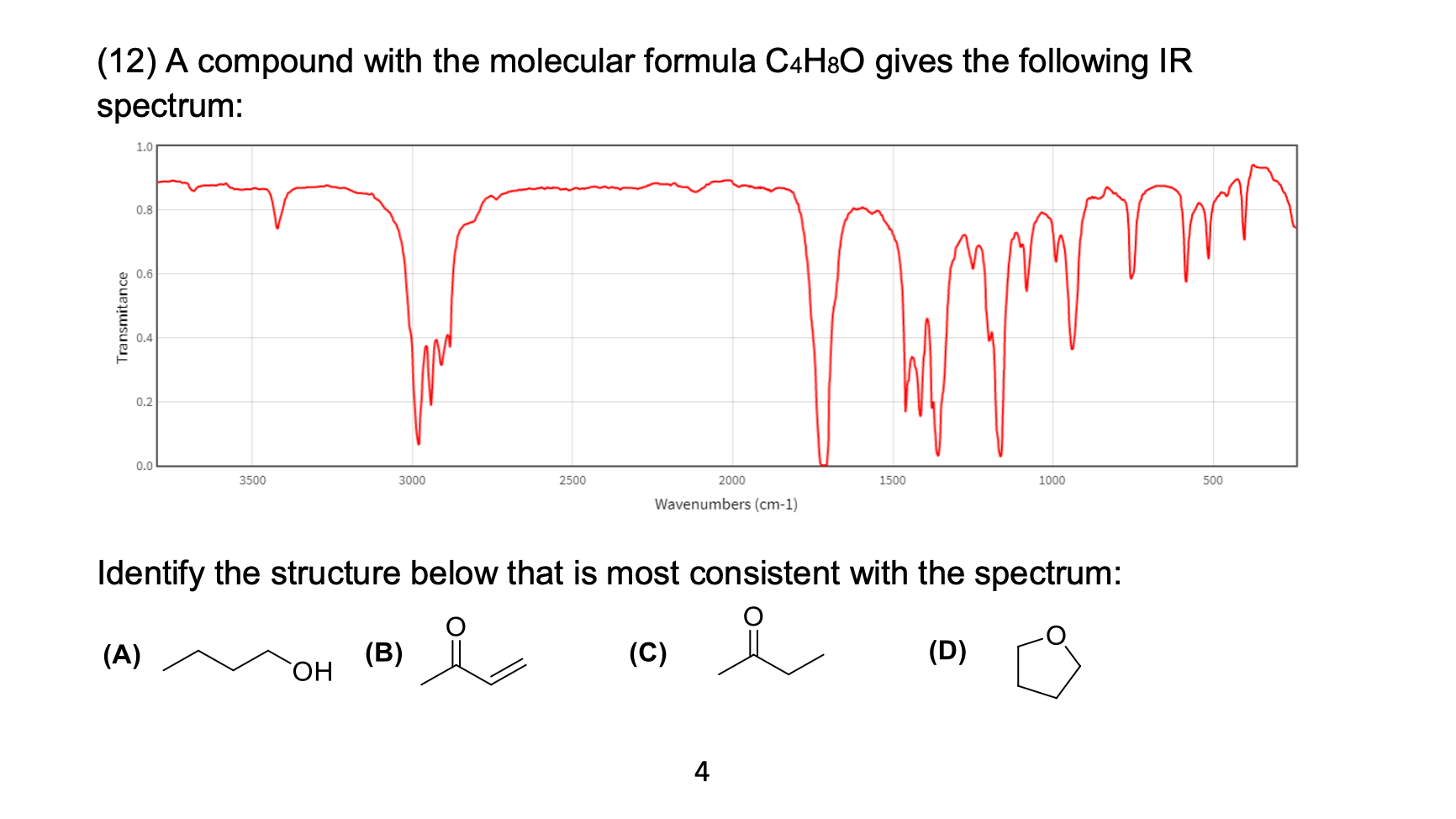 Solved 12 A Compound With The Molecular Formula C4h8o