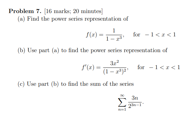 Solved Problem 7. (16 marks; 20 minutes] (a) Find the power | Chegg.com