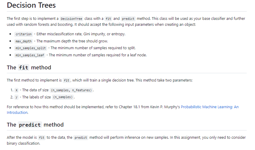 Solved The first step is to implement a class with a fit and | Chegg.com