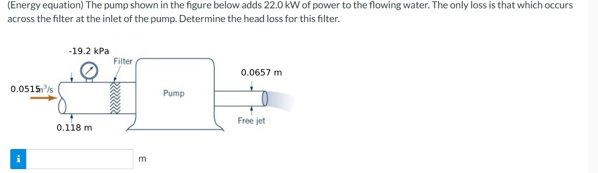 Solved (Energy equation) ﻿The pump shown in the figure below | Chegg.com