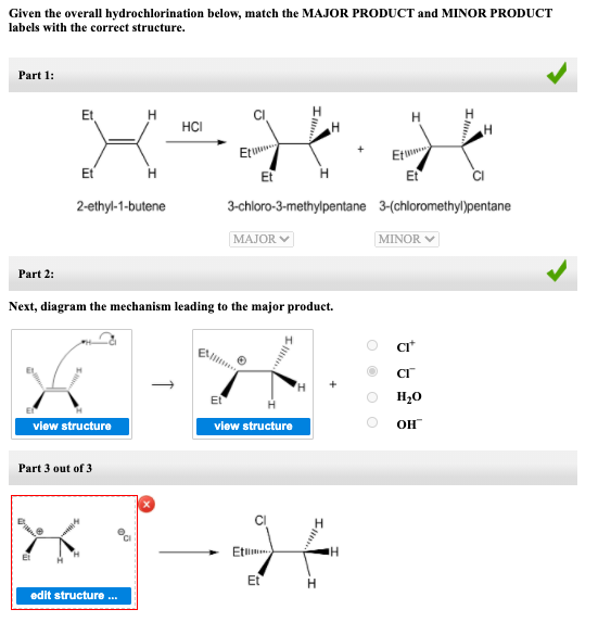Solved Given the overall hydrochlorination below, match the | Chegg.com