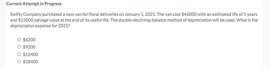 Solved Current Attempt in Progress Swifty Company purchased | Chegg.com