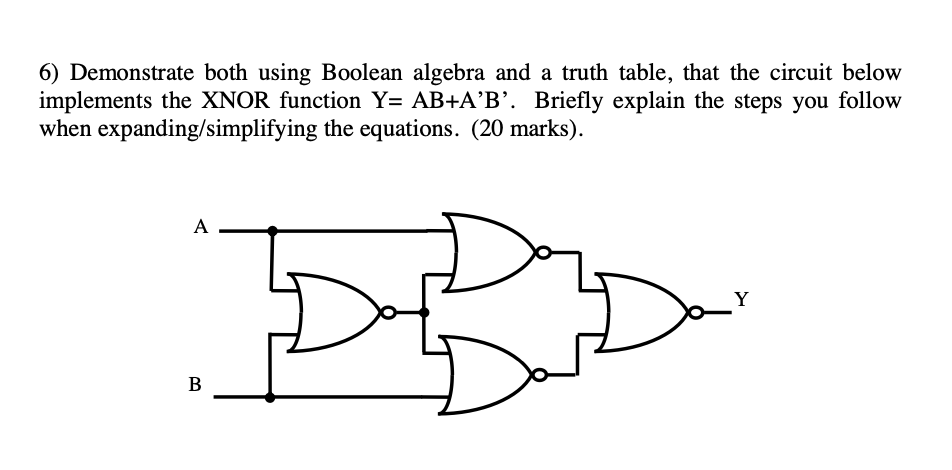 Solved 6) Demonstrate both using Boolean algebra and a truth | Chegg.com
