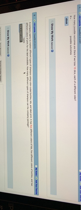 Solved How many possible outcomes are there if we toss 10 | Chegg.com