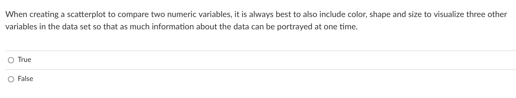 Solved When creating a scatterplot to compare two numeric | Chegg.com