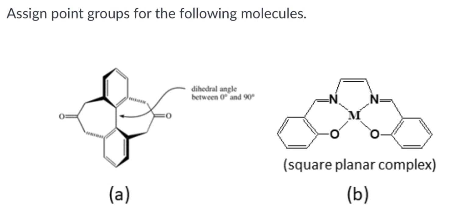 Solved Assign point groups for the following molecules. | Chegg.com