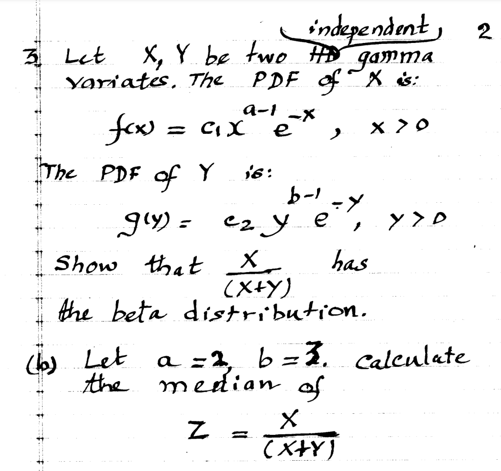 Solved 3 Let Xy Be Two Independent 2 Variates The Pdf Of 