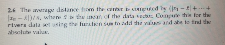 Solved 2.6 The average distance from the center is computed | Chegg.com