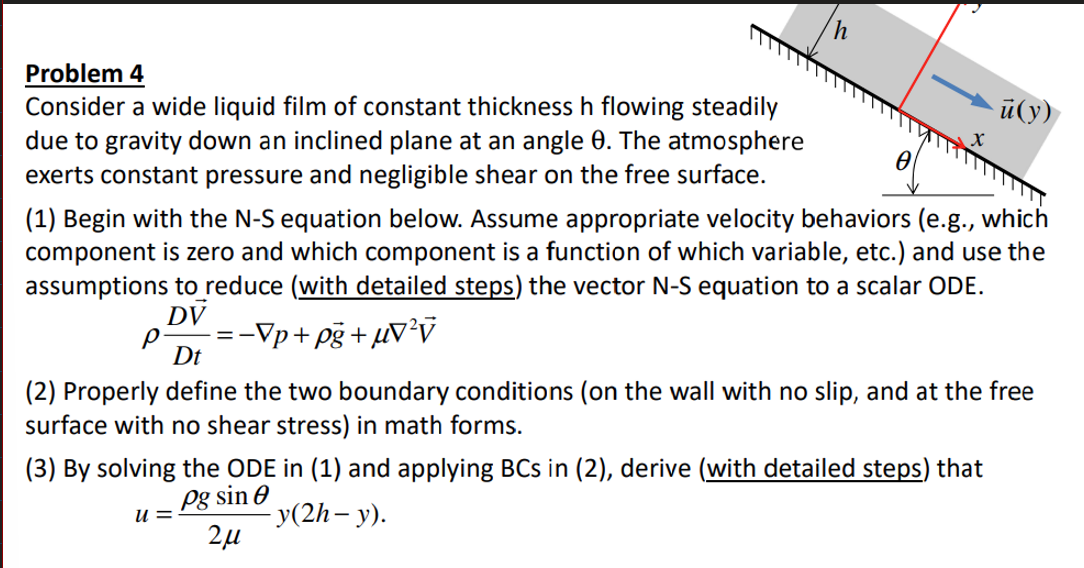 Solved Problem 4 Consider a wide liquid film of constant | Chegg.com