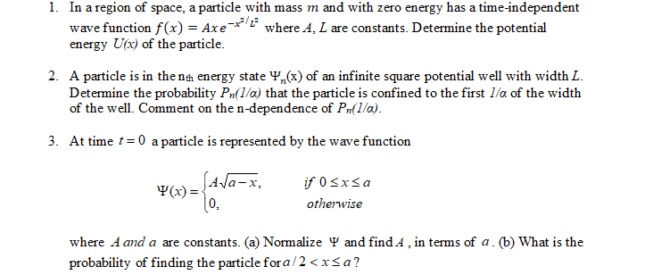 Solved 1. In a region of space, a particle with mass m and | Chegg.com