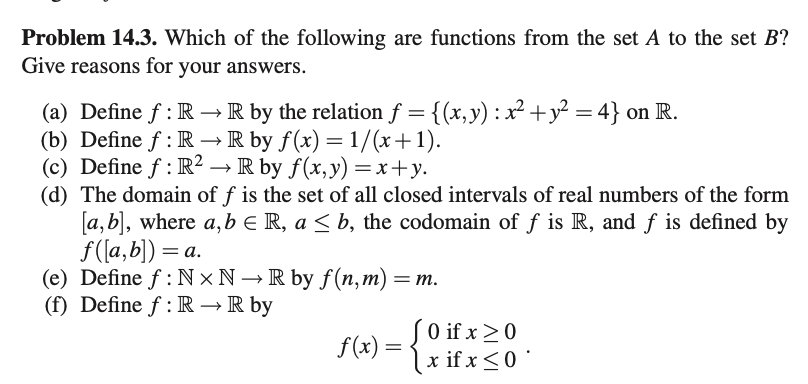 Solved Problem 14.3. Which of the following are functions | Chegg.com