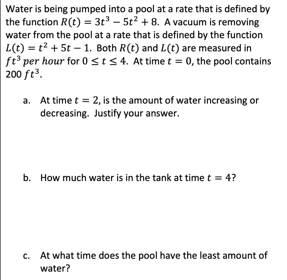 Solved = Water is being pumped into a pool at a rate that is | Chegg.com