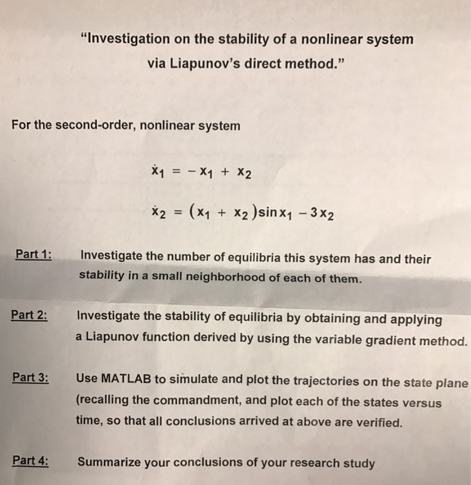 Solved For The Second Order Nonlinear System X 1 X 1