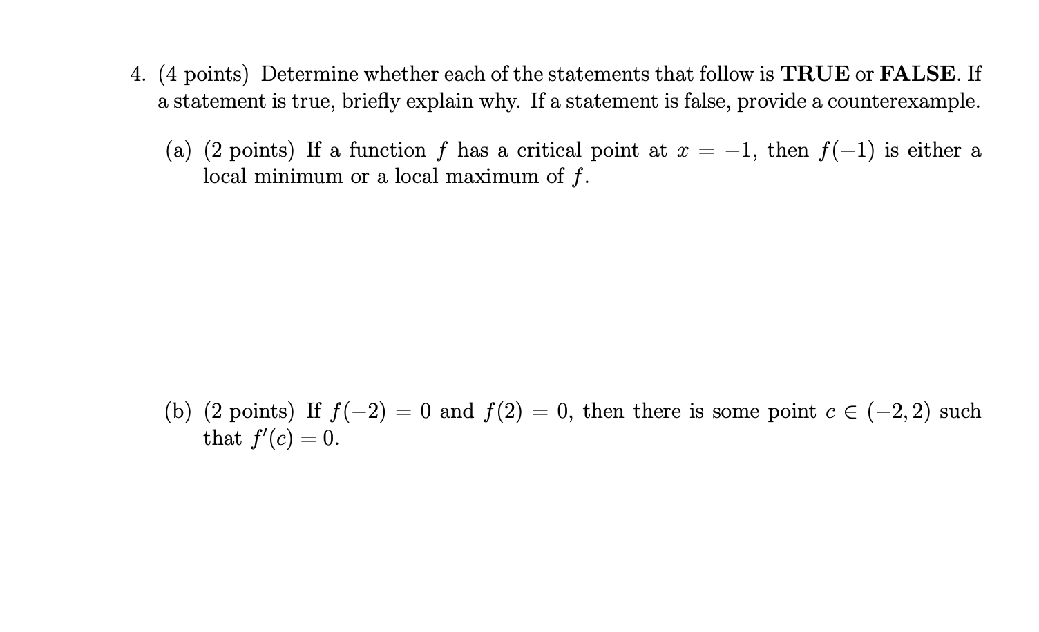 Solved 4. (4 points) Determine whether each of the | Chegg.com