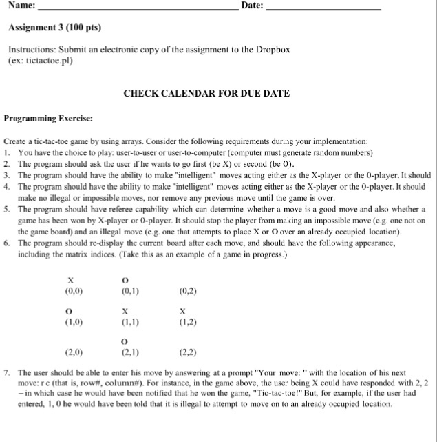 Solved Date: Name: Assignment 3 (100 pts) Instructions: | Chegg.com