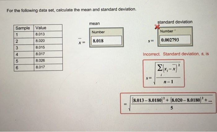 Solved For the following data set, calculate the mean and | Chegg.com